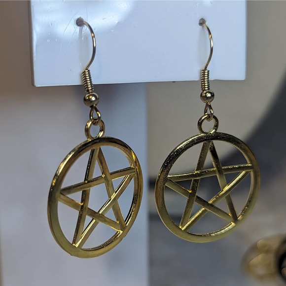 Handmade | Jewelry | Gold Gothic Pentagram Charm Earrings | Poshmark